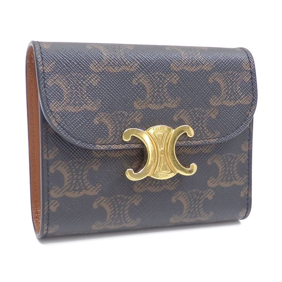 Celine | Accessories | Celine Trifold Wallet Small Triomphe Womens Tan ...